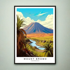 Mount Bromo Illustration Print the Bromo Volcano Tengger Mountains ...