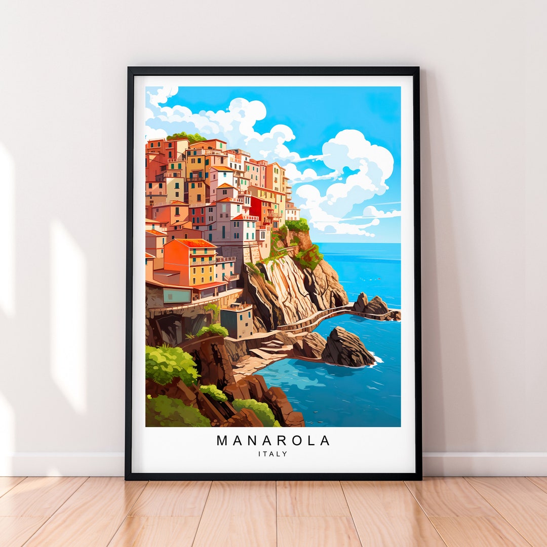 Manarola Illustration Print Manarola Cinque Terre Travel Poster Gift ...