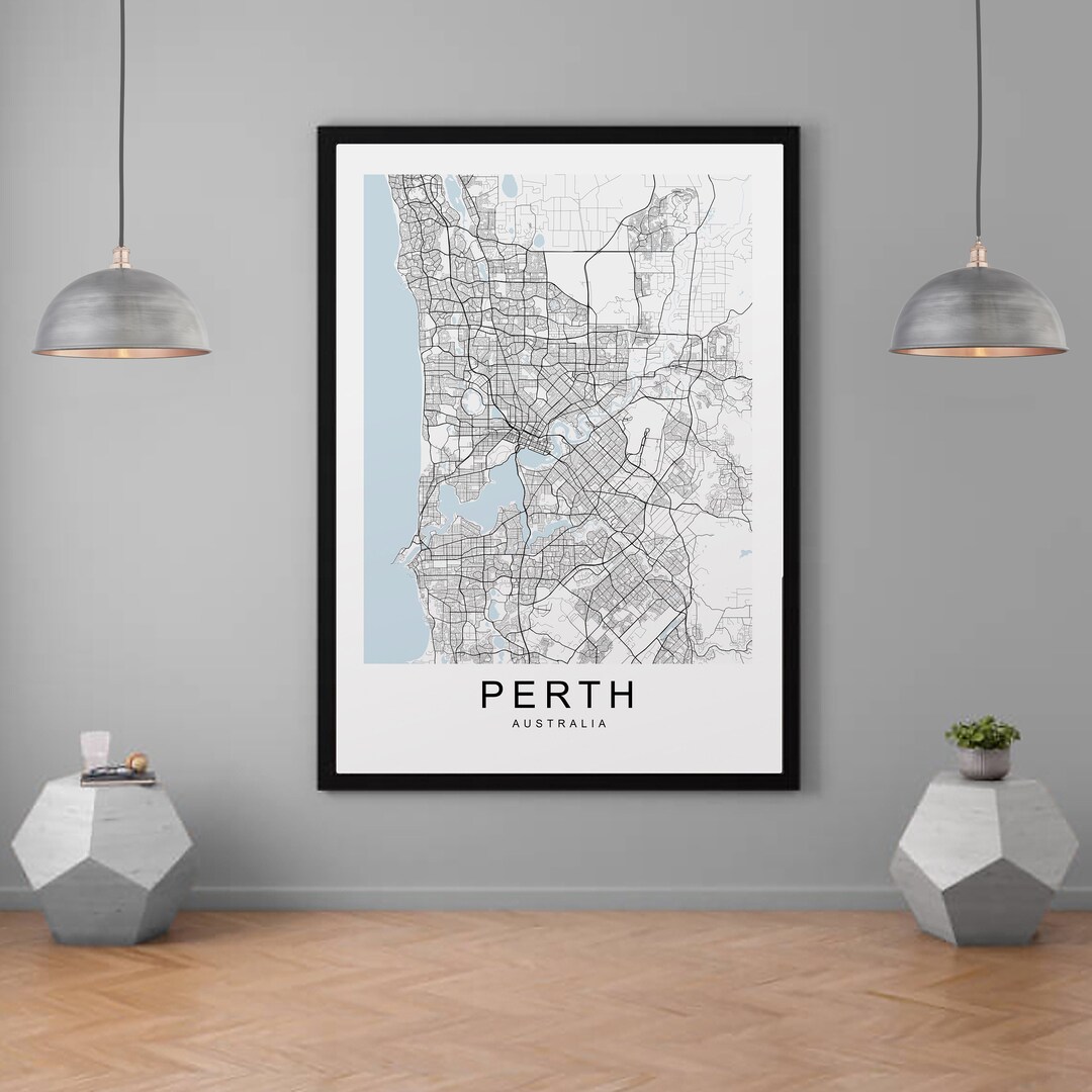 Perth Map Australia City Town Map Print Minimalist Home Map Poster Wall ...