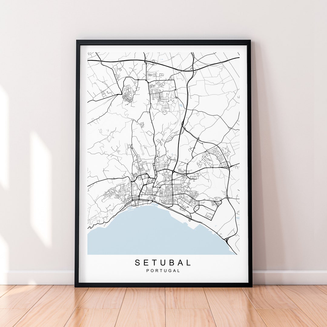 Setúbal City Map Portugal Print Minimalist Setubal Portugal Town Map ...