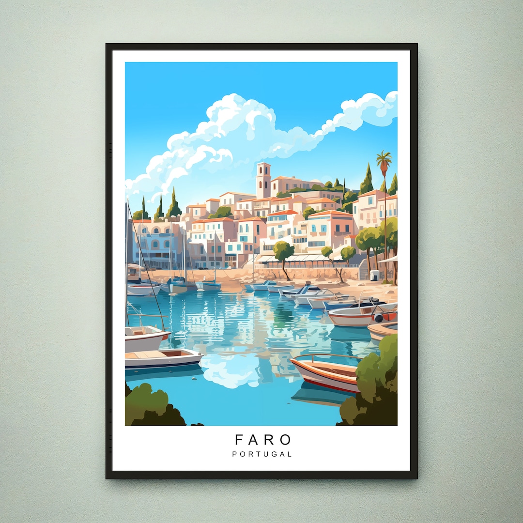 Faro Illustration Print Faro Portugal Travel Poster Gift Unframed Print ...