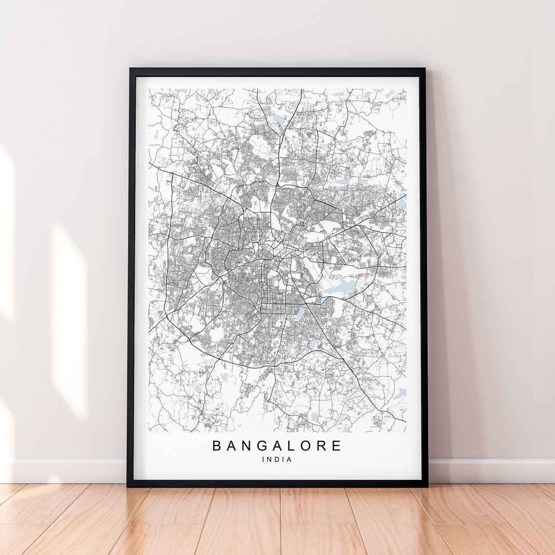 Bangalore City India Map Print Poster Minimalist Home Bengaluru India ...