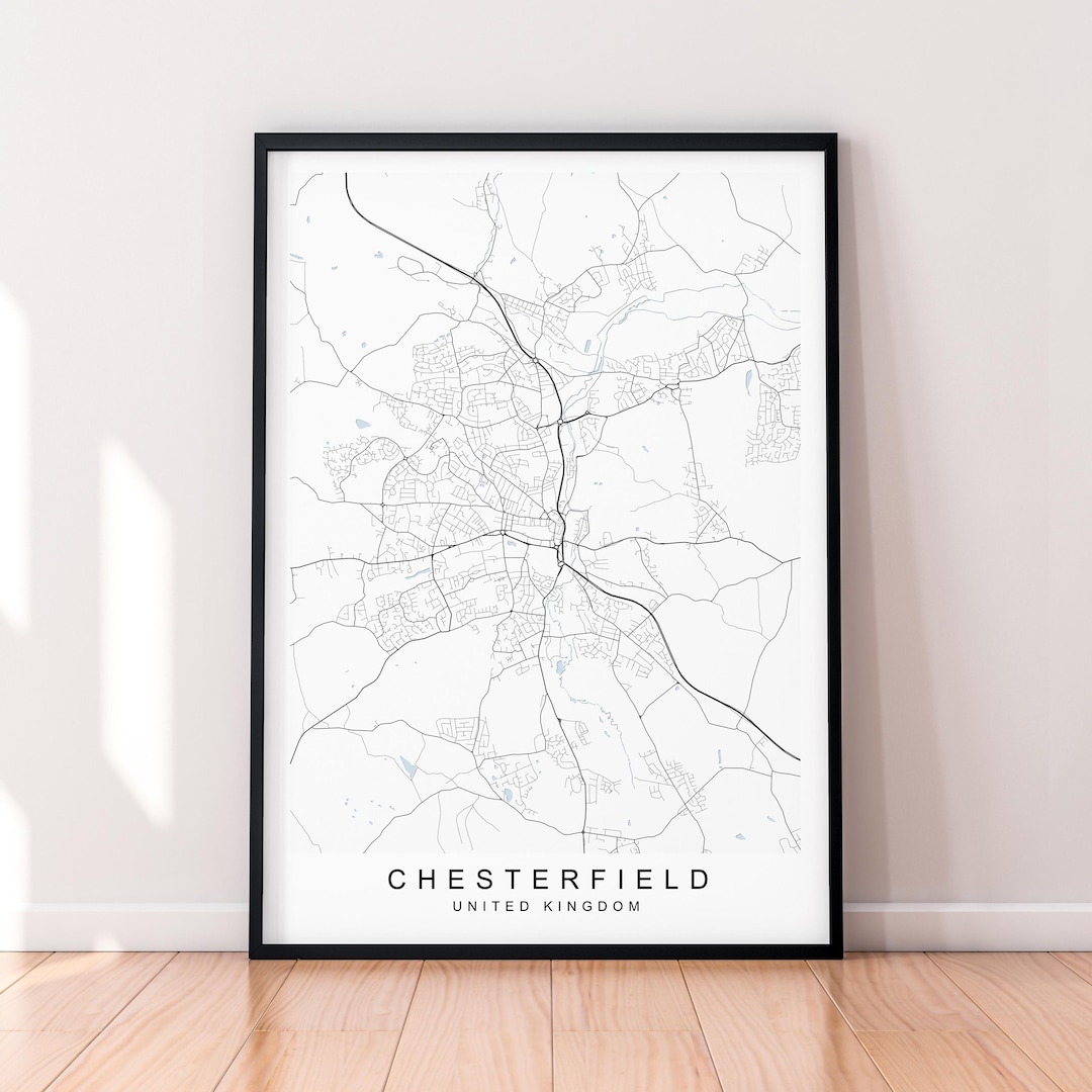 Chesterfield Map Print Illustration Chesterfield United Kingdom Map ...