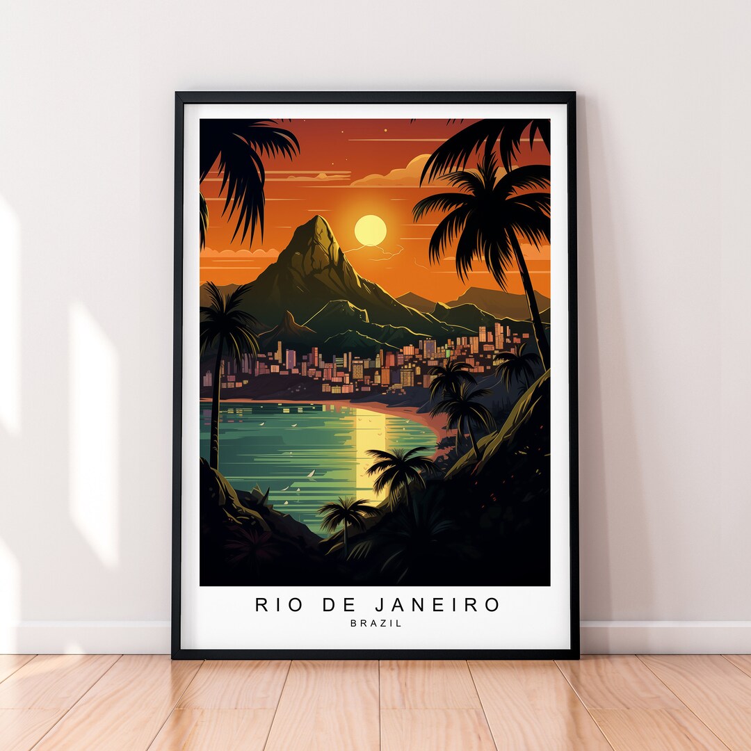Rio De Janeiro Travel Print Rio De Janeiro Illustration Art Poster Gift ...