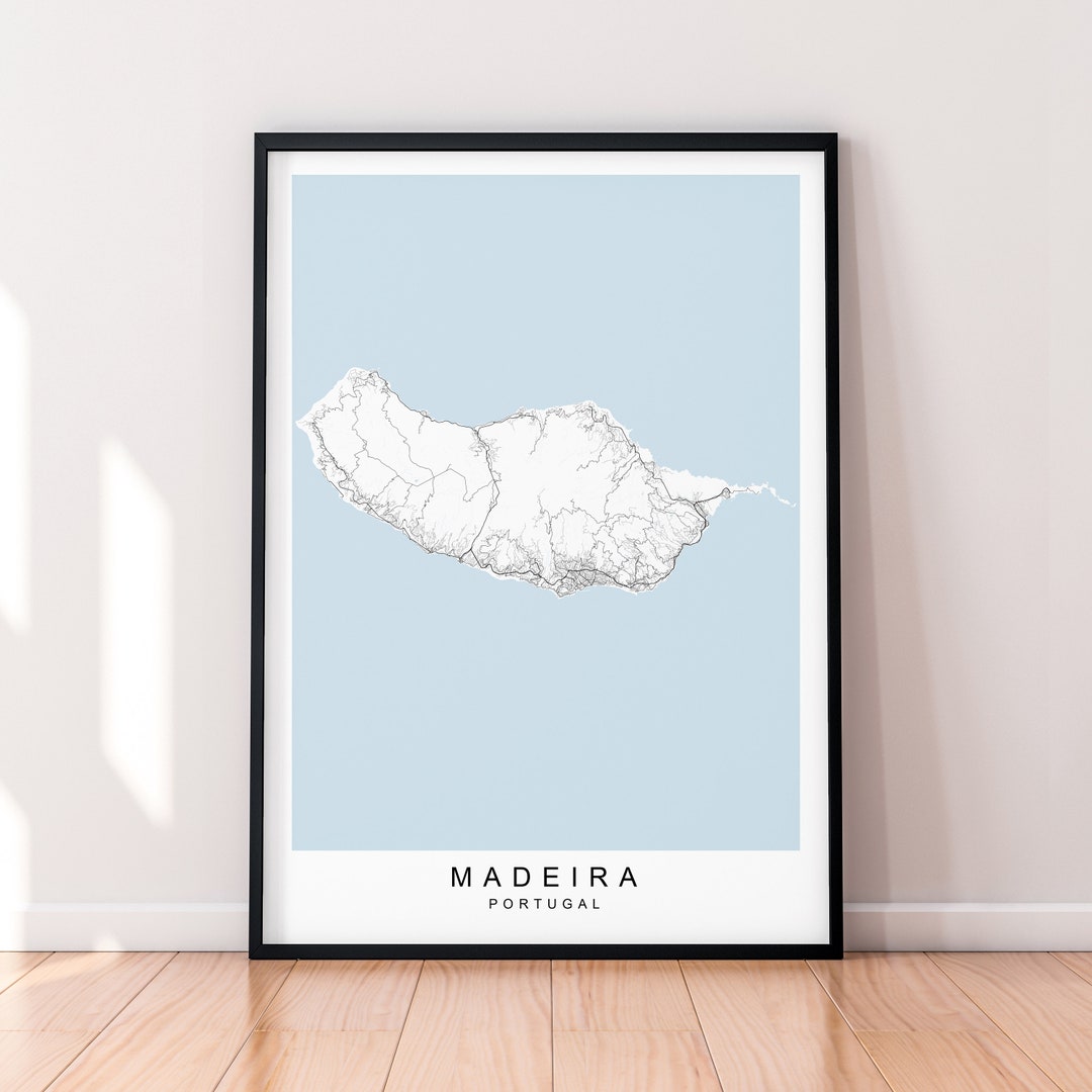 Madeira Island Map Portugal Print Minimalist Madeira Portugal Map ...