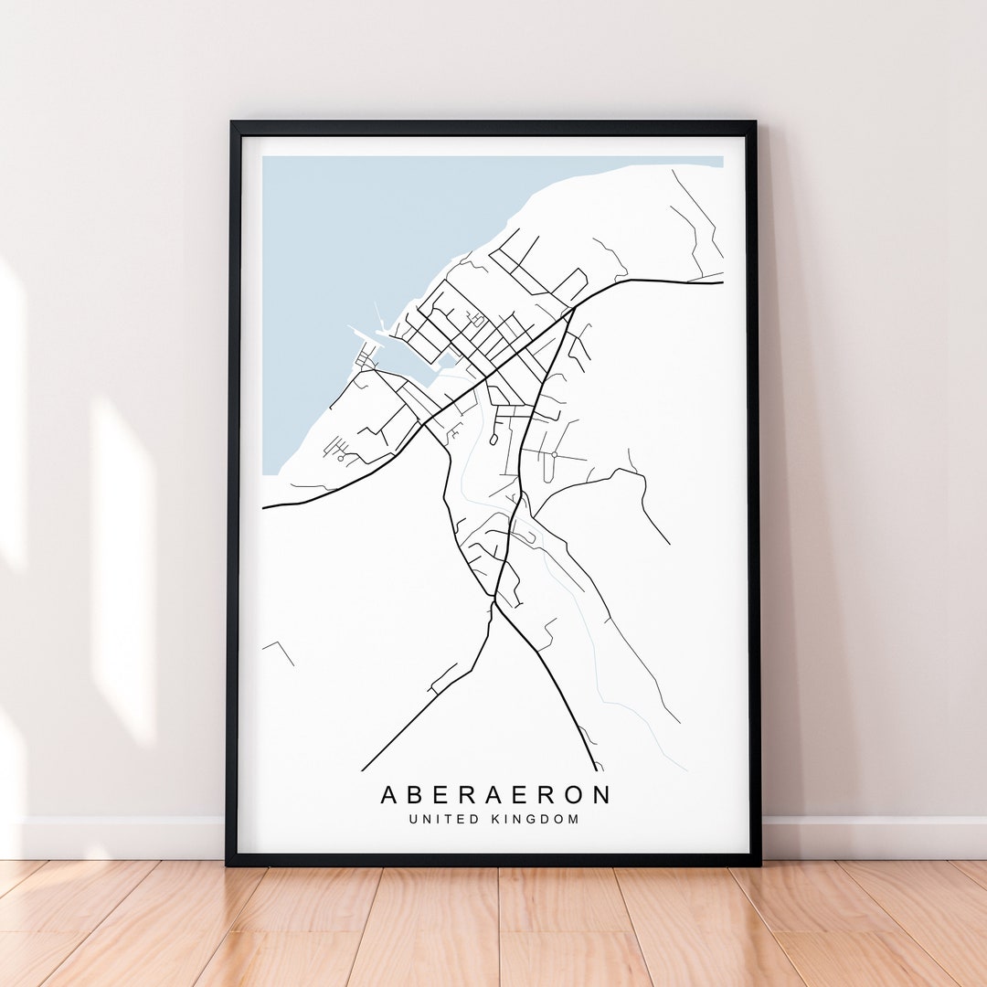 Aberaeron Map Wales Print Poster Minimalist Home Decor Aberaeron UK ...
