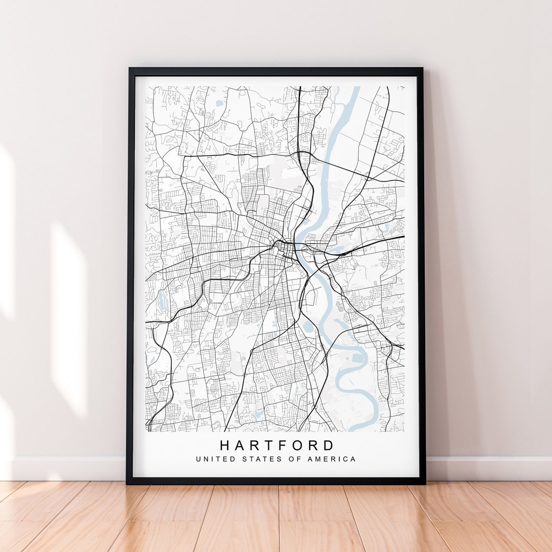 Hartford Connecticut USA Map Print Minimalist Hartford City Home Map ...