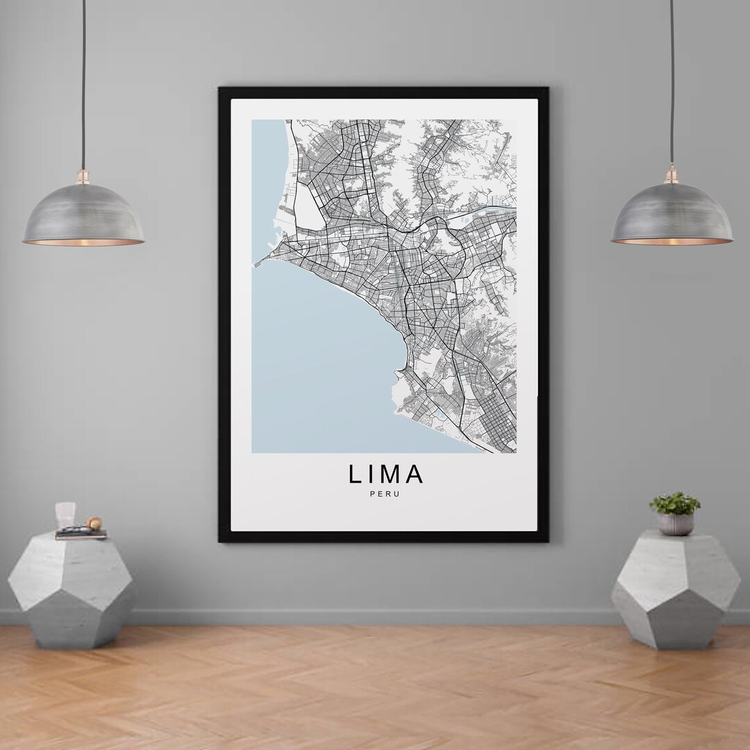 Lima Map Peru City Print Minimalist Home Map Poster Wall Decor - Etsy