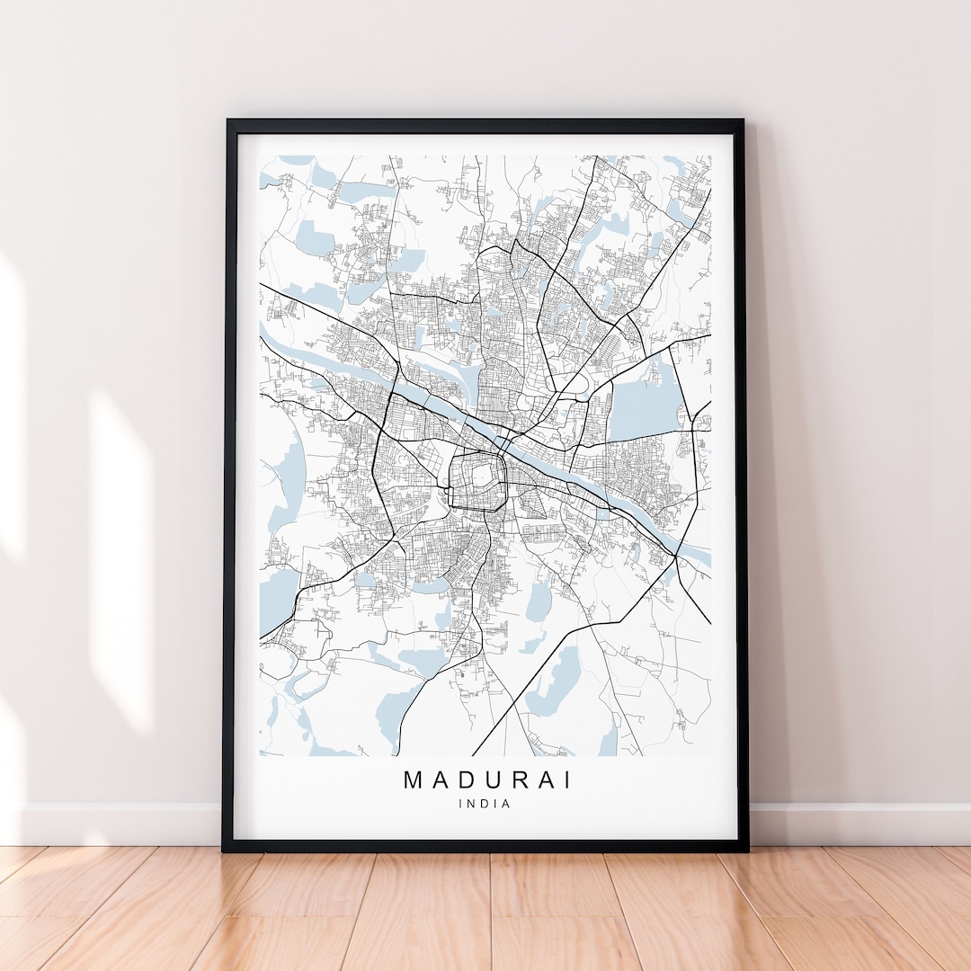 Madurai City India Map Print Poster Minimalist Home Madurai India Town ...