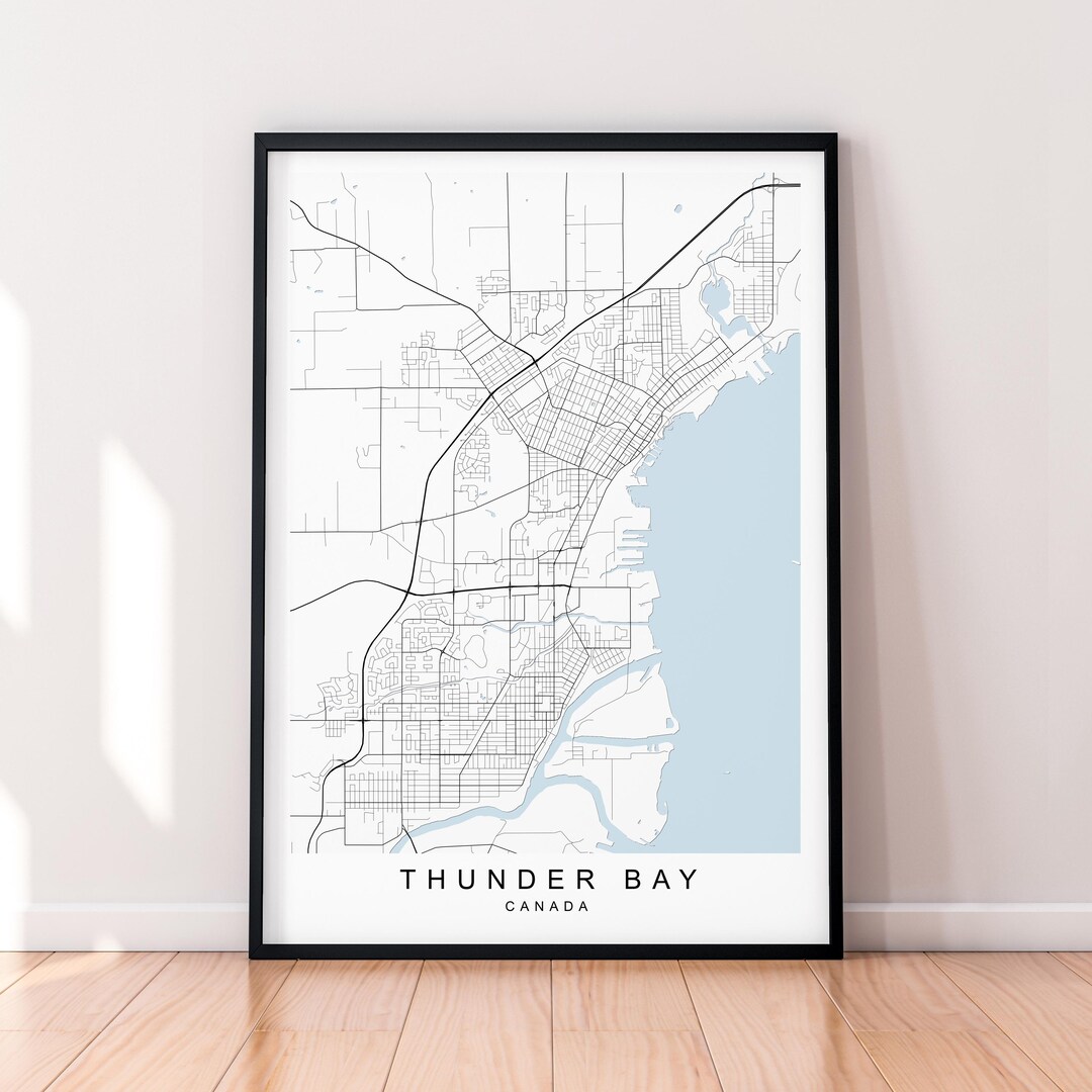 Thunder Bay Map Print Poster Minimalist Home Decor Thunder Bay Canada ...