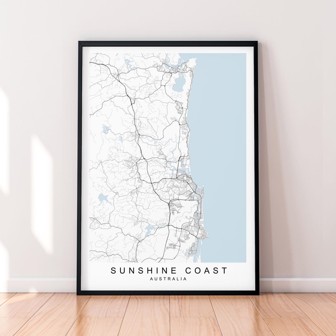Sunshine Coast Australia Map Print Poster Minimalist Home Sunshine ...