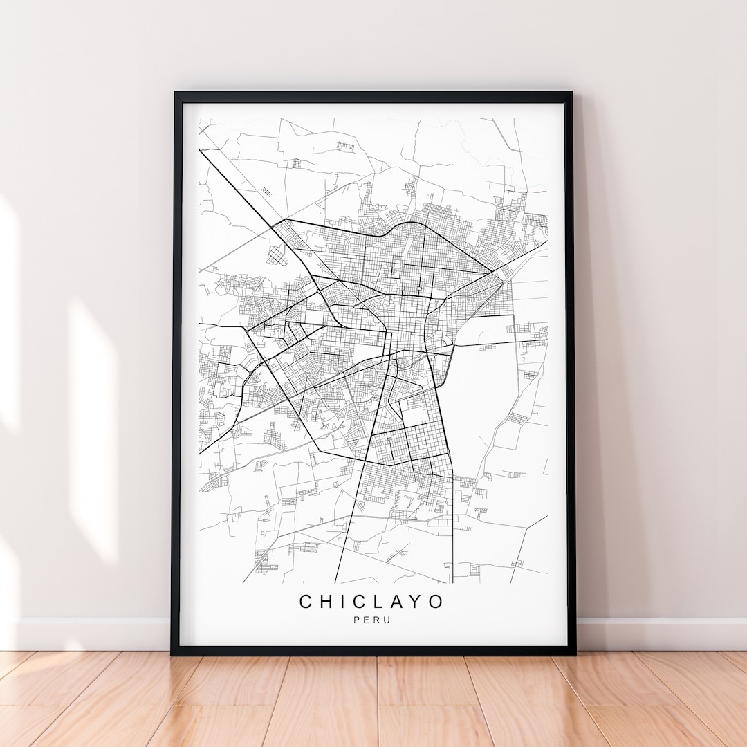 Póster con impresión del mapa de la ciudad de Chiclayo, Perú ...