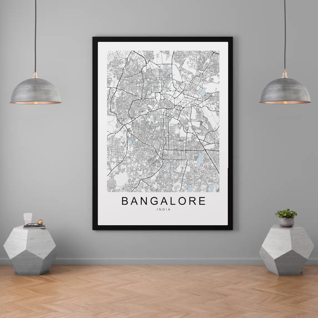 Bangalore Map India City Map Print Minimalist Home Map Poster Wall ...