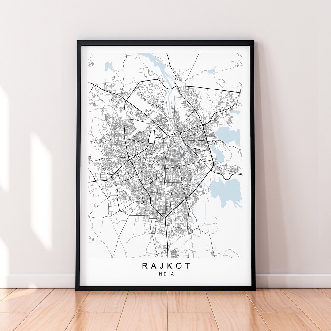 Rajkot City India Map Print Poster Minimalist Home Rajkot India Town ...