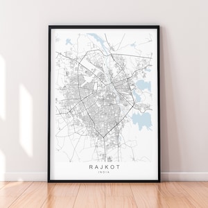 Rajkot City India Map Print Poster Minimalist Home Rajkot India Town ...