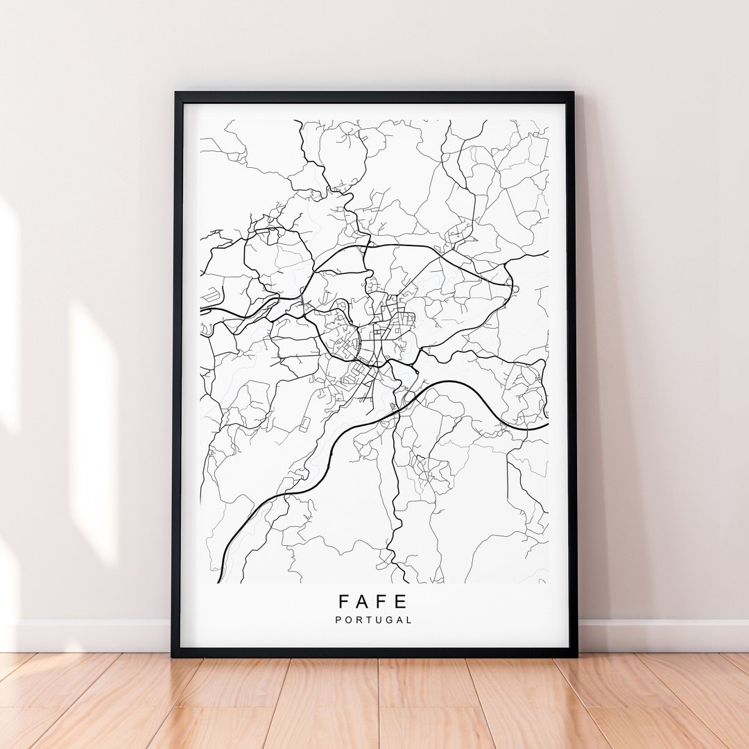Mapa de la ciudad de Fafe Portugal Impresión minimalista Mapa de la ...