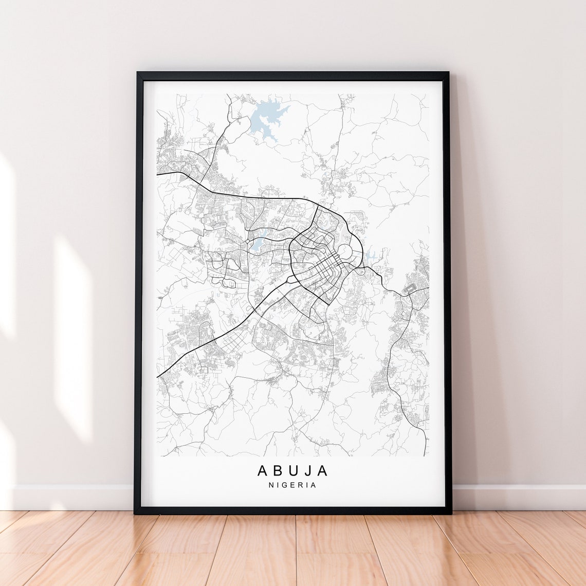 Abuja Map Nigeria Print Minimalist Abuja City Area Map Poster Wall ...