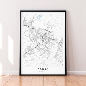 Abuja Map Nigeria Print Minimalist Abuja City Area Map Poster Wall ...