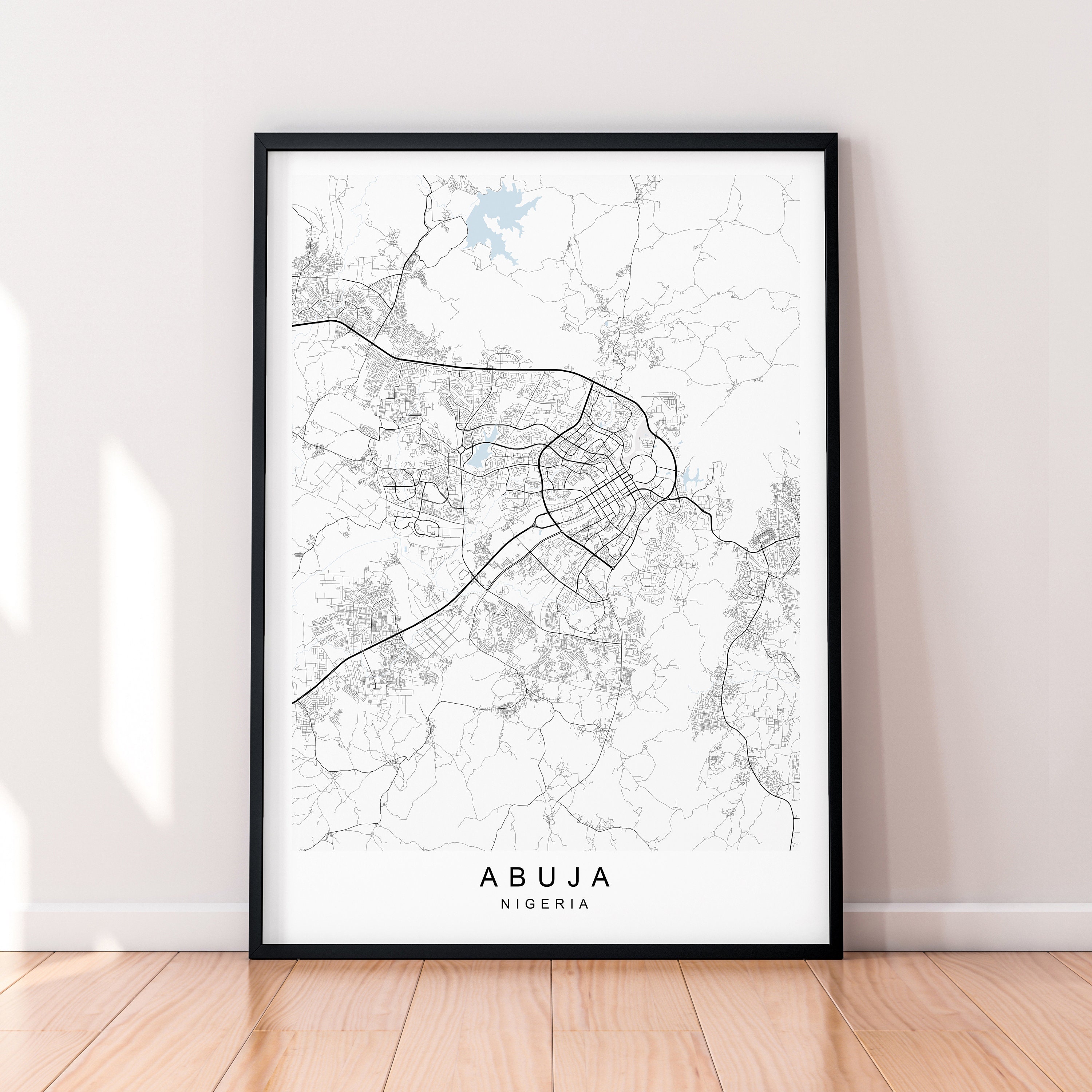 Abuja Map Nigeria Print Minimalist Abuja City Area Map Poster Wall ...