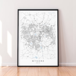 Mysore City India Map Print Poster Minimalist Home Mysuru India Town ...