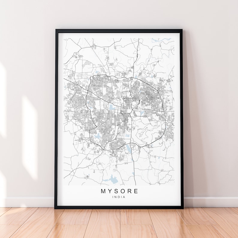 Mysore City India Map Print Poster Minimalist Home Mysuru India Town ...