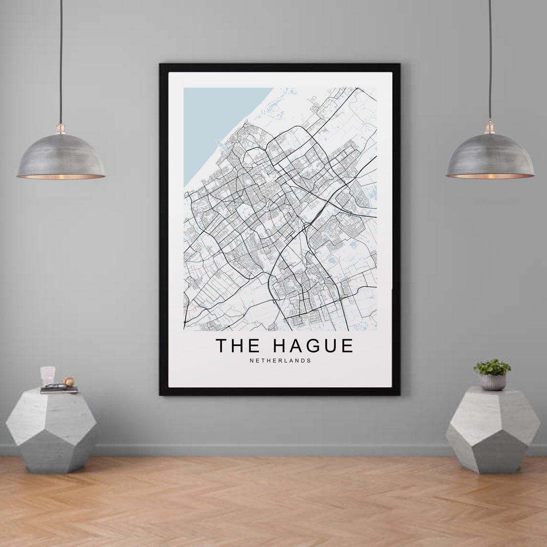 The Hague Netherlands Town City Map Print Minimalist Home Map Poster ...