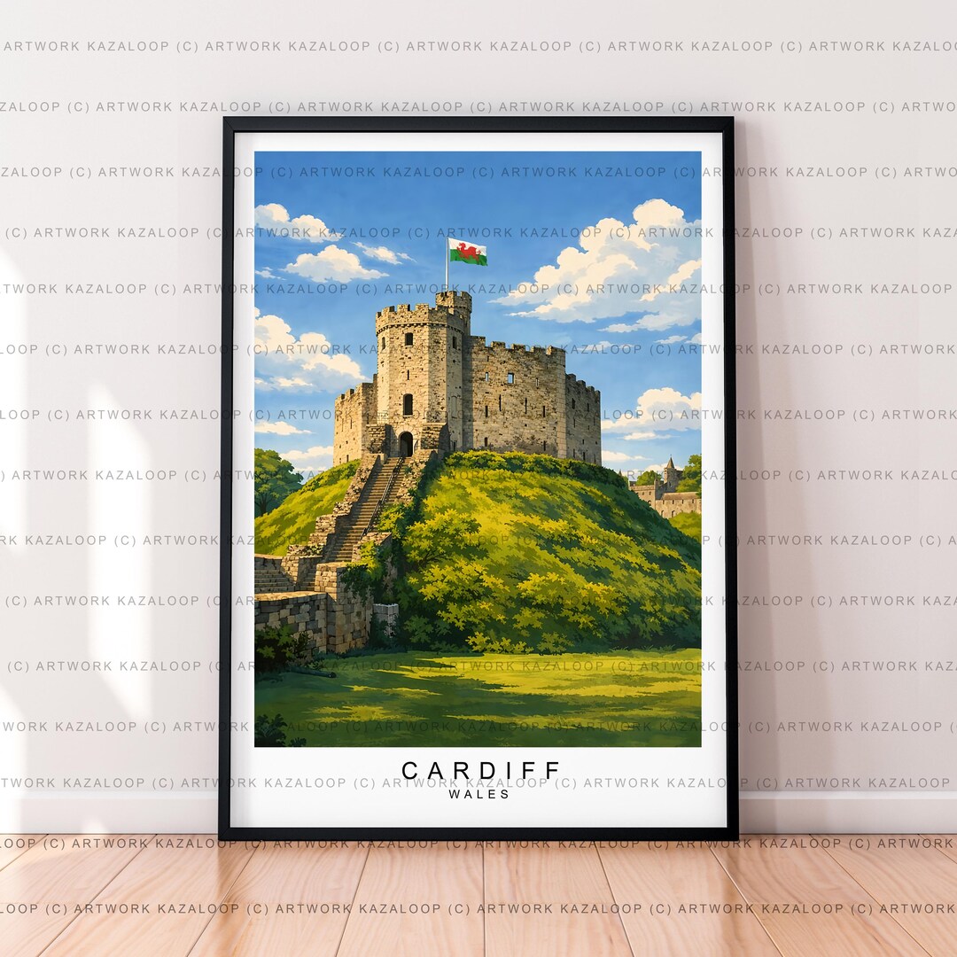 Cardiff Art Print Illustration Cardiff Wales Poster Wall Art Gift ...