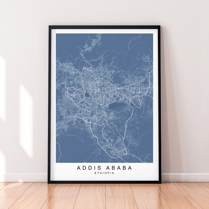 Addis Ababa Map Print Ethiopia Minimalist Addis Ababa City - Etsy