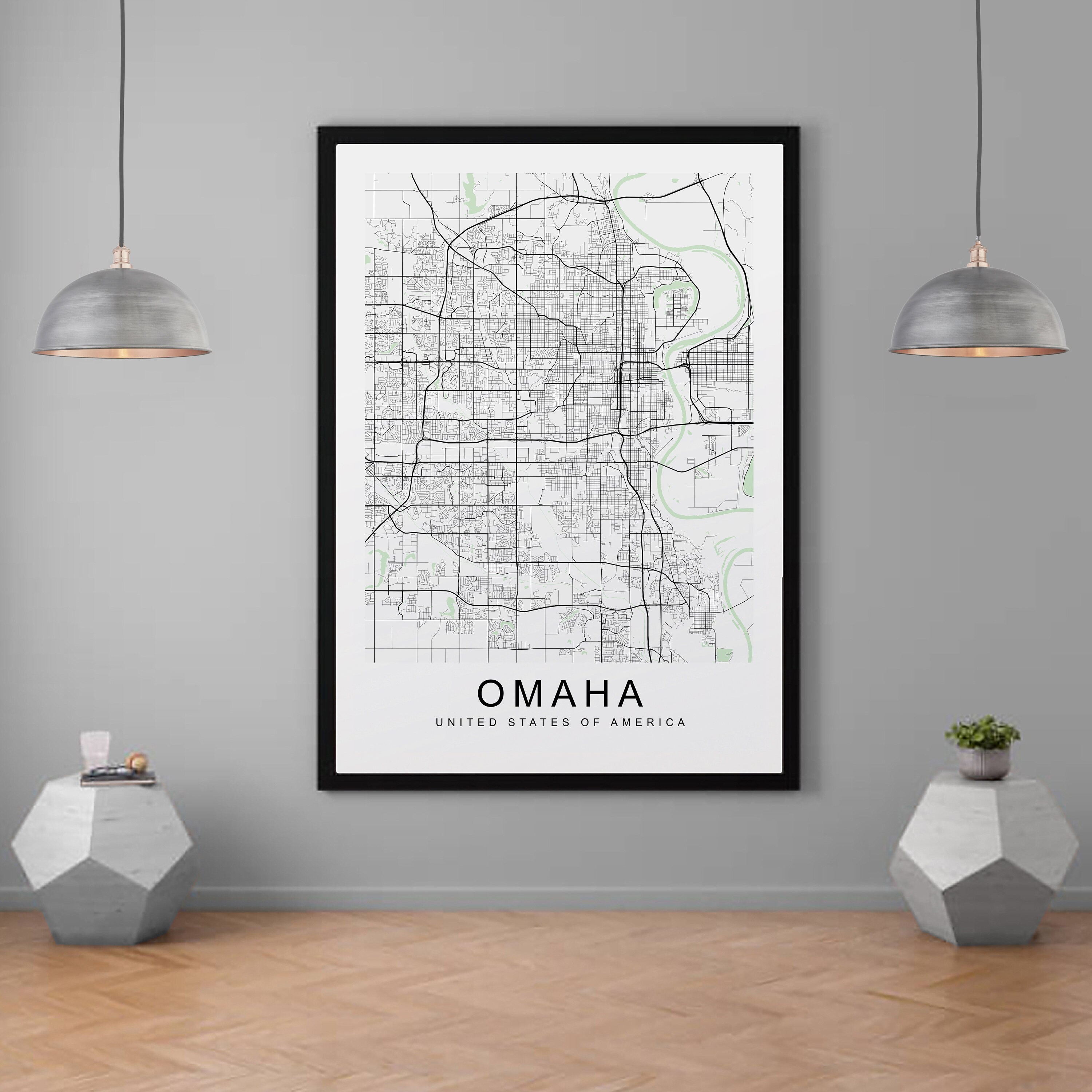 Omaha Map Nebraska USA City Town Map Print Minimalist Home Map Poster ...