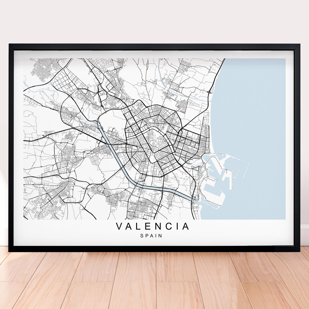 Valencia Map Spain Town City Map Print Minimalist Home Map Poster Wall ...