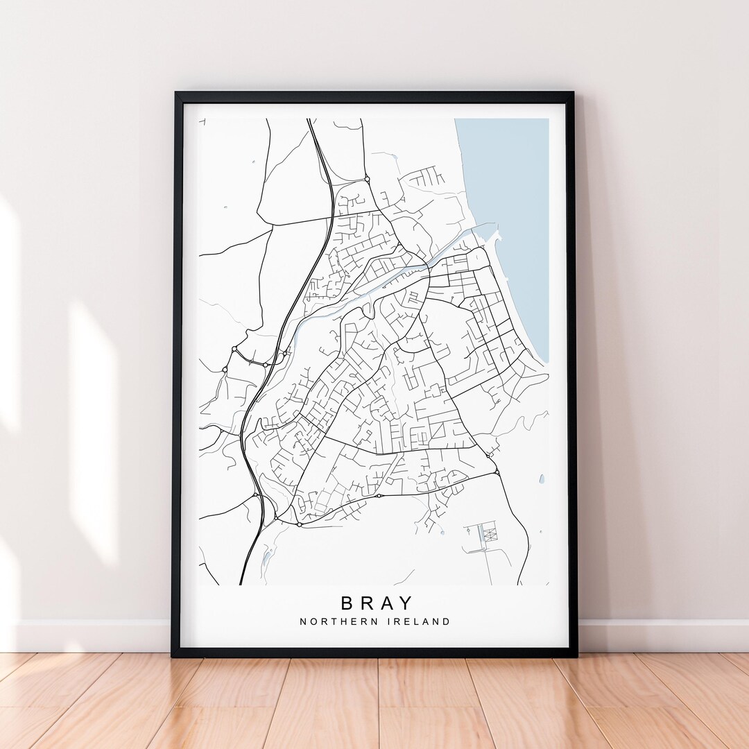 Bray Ireland Map Print Wall Decor Bray Republic of Ireland Poster Wall ...