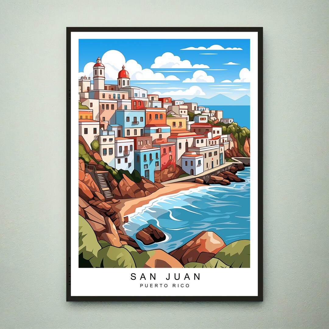 San Juan Houses Illustration Print San Juan Poster Gift Unframed Print ...
