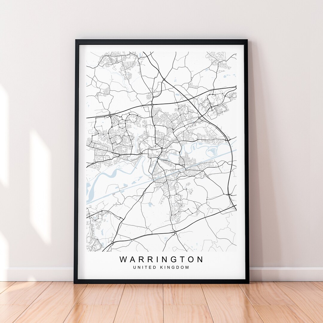 Warrington City England Map Print Poster Minimalist Home Decor ...