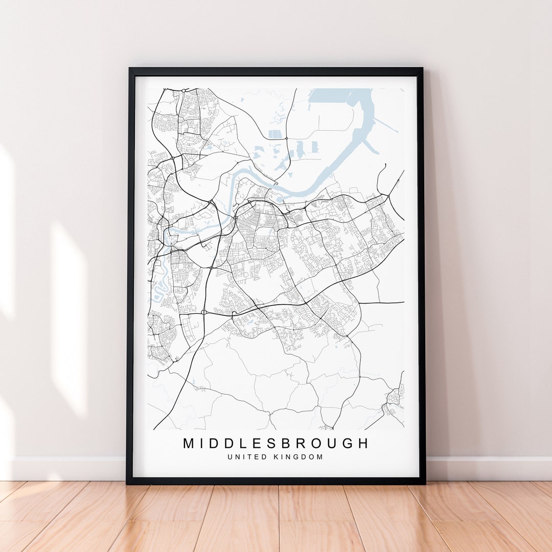 Middlesbrough City England Map Print Poster Minimalist Home Decor ...