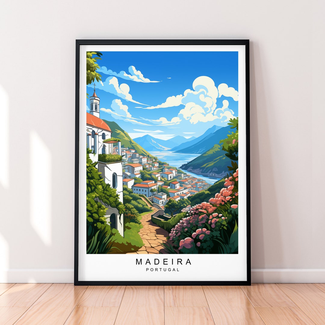 Madeira Illustration Print Madeira Portugal Travel Poster Gift Unframed ...