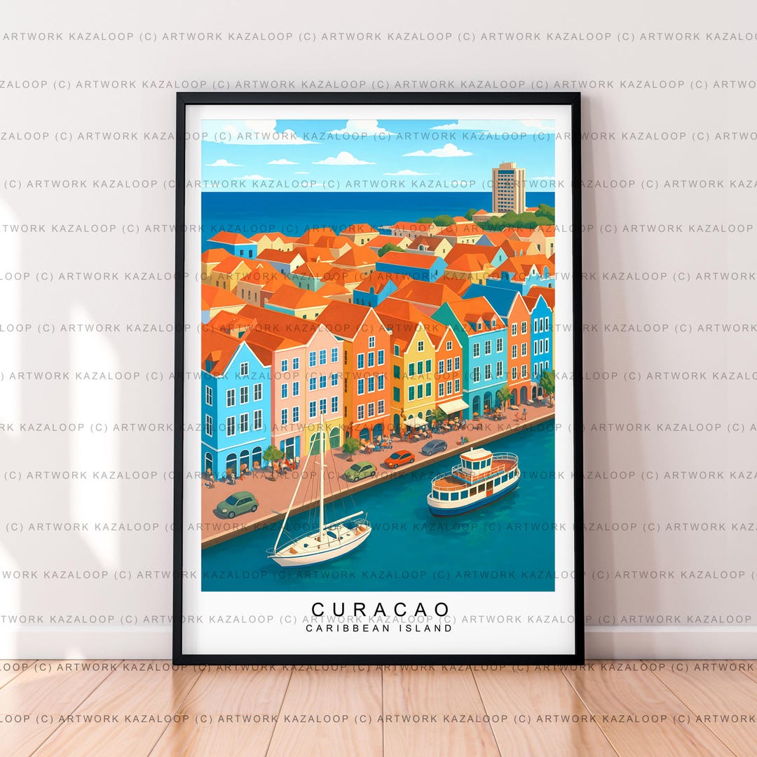 Curacao Caribbean Island Unframed Illustration Print Poster Art ...