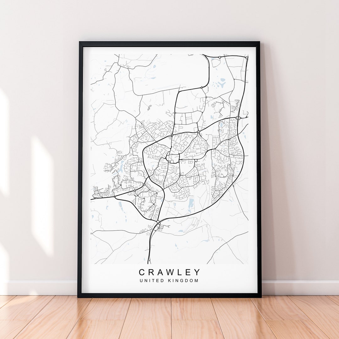 Crawley City England Map Print Poster Minimalist Home Decor Crawley ...