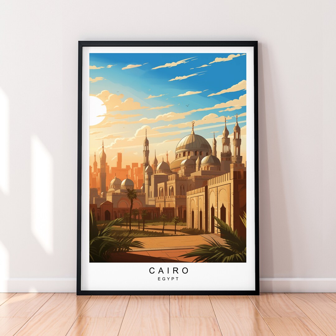 Cairo Sunset Illustration Print Cairo Egypt Travel Poster Gift Unframed ...