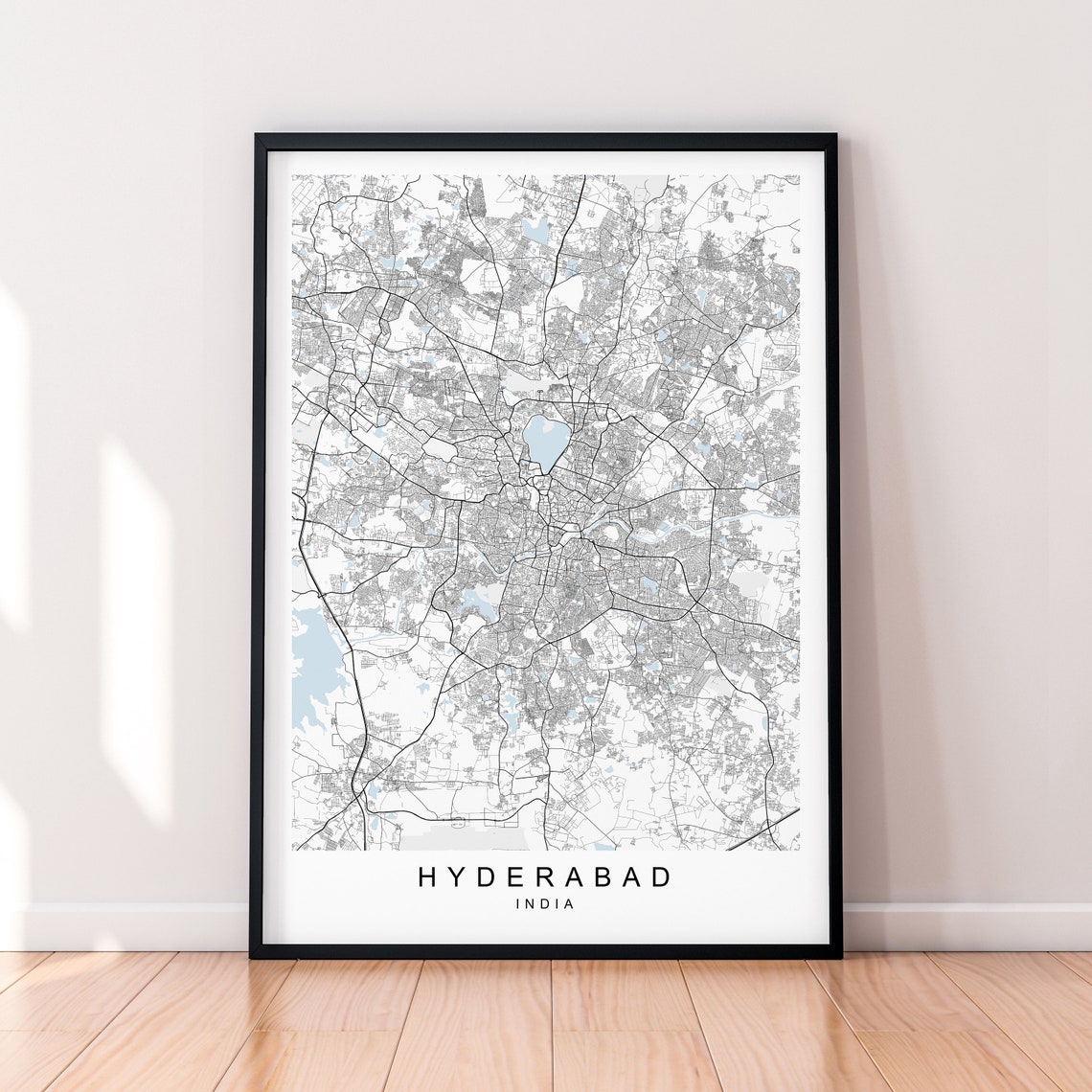 Hyderabad City Map Print Poster Minimalist Home Art Hyderabad India Map ...