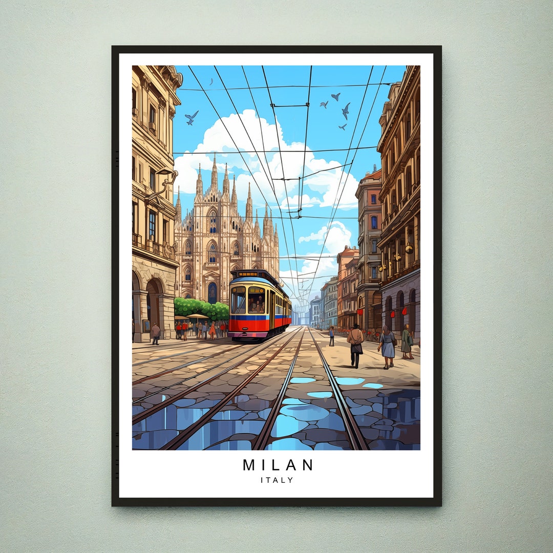 Milan Illustration Print Milan Italy Travel Poster Gift Unframed Print ...