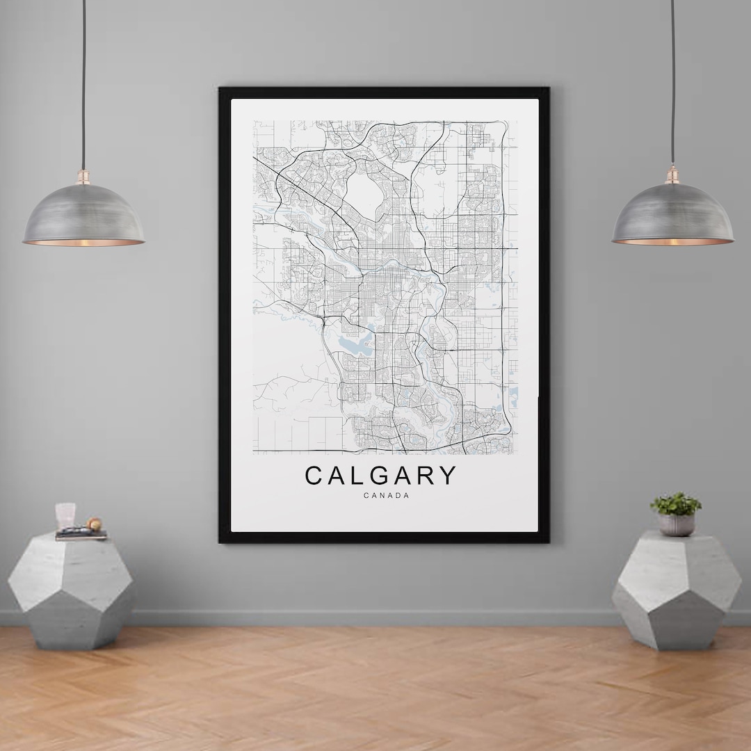 Mapa de Calgary, mapa de la ciudad de Canadá, impresión minimalista ...