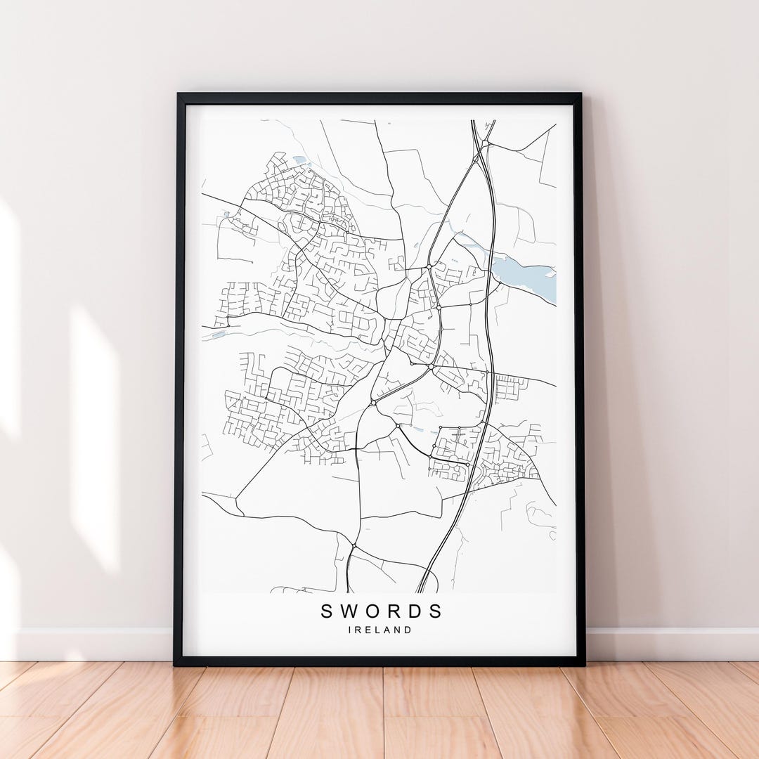 Swords Map Print Swords Ireland Map Poster Wall Art Gift Unframed Print ...