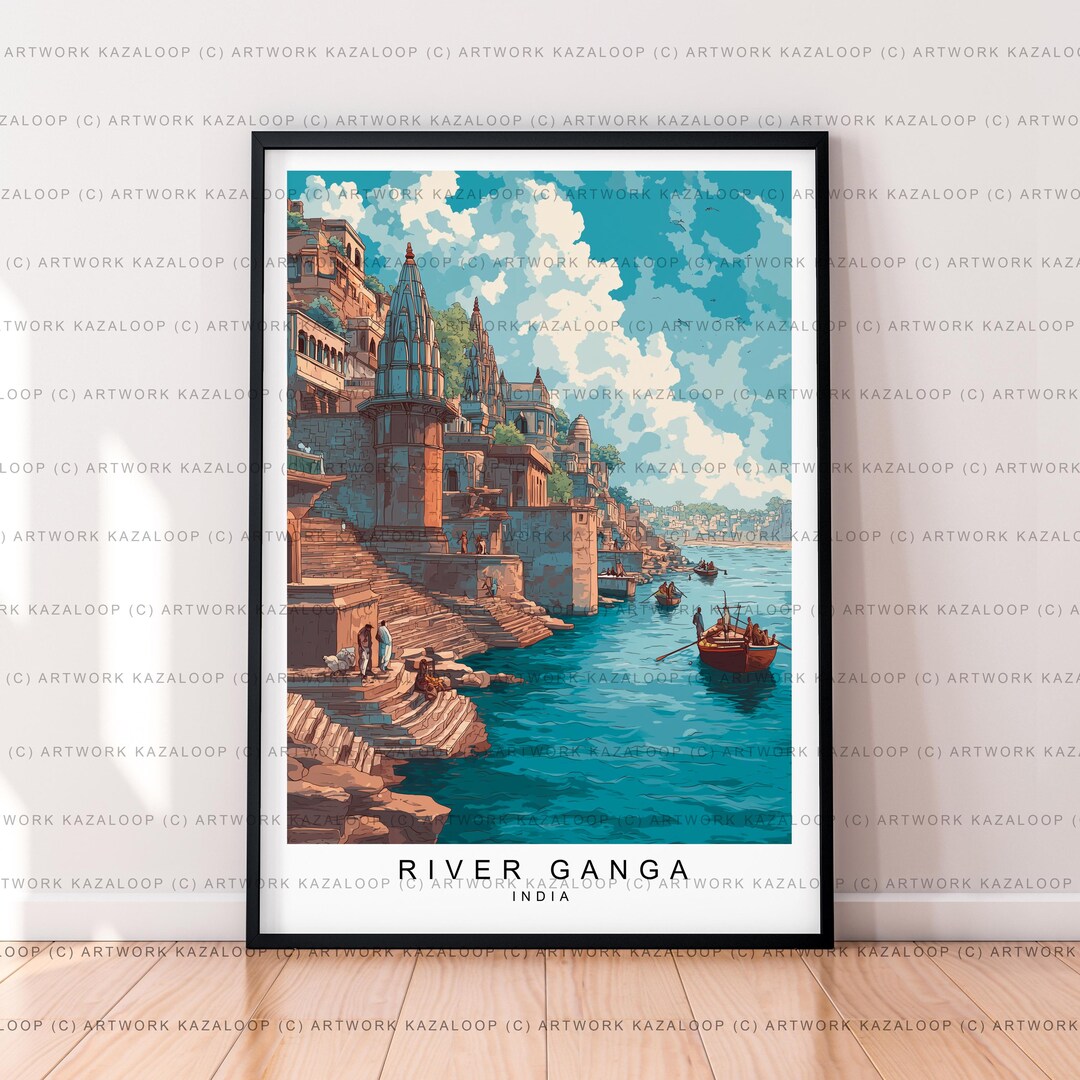 River Ganga India Unframed Illustration Print Poster Art, Indian ...