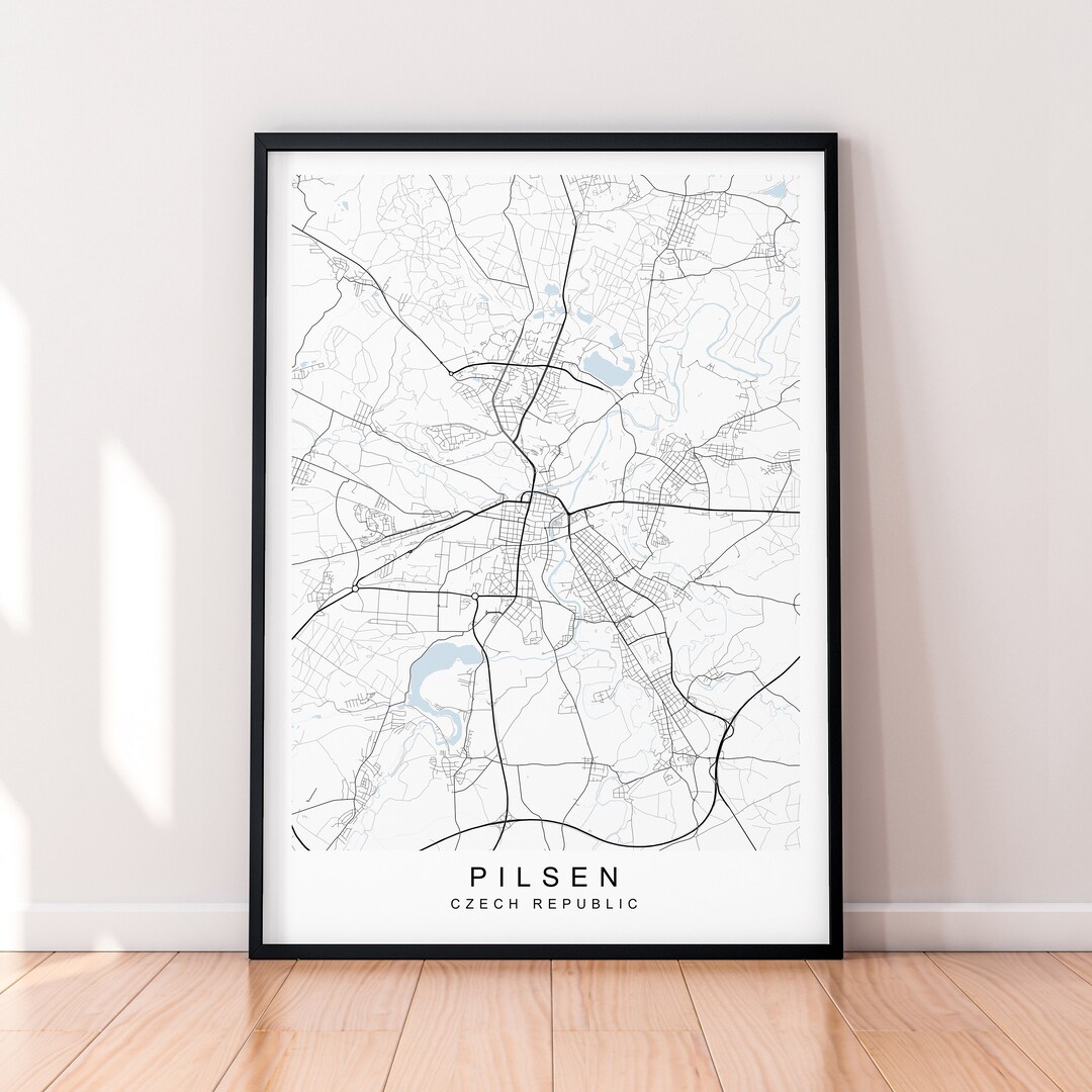 Pilsen City Map Czech Republic Print Poster Minimalist Home Decor ...