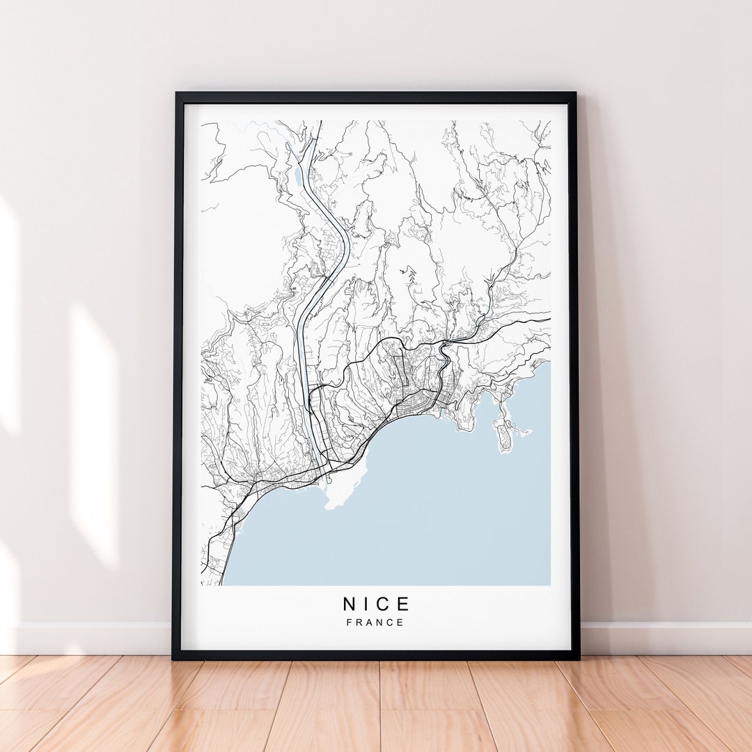 Nice City Map France Print Poster Minimalist Home Decor Nice France ...