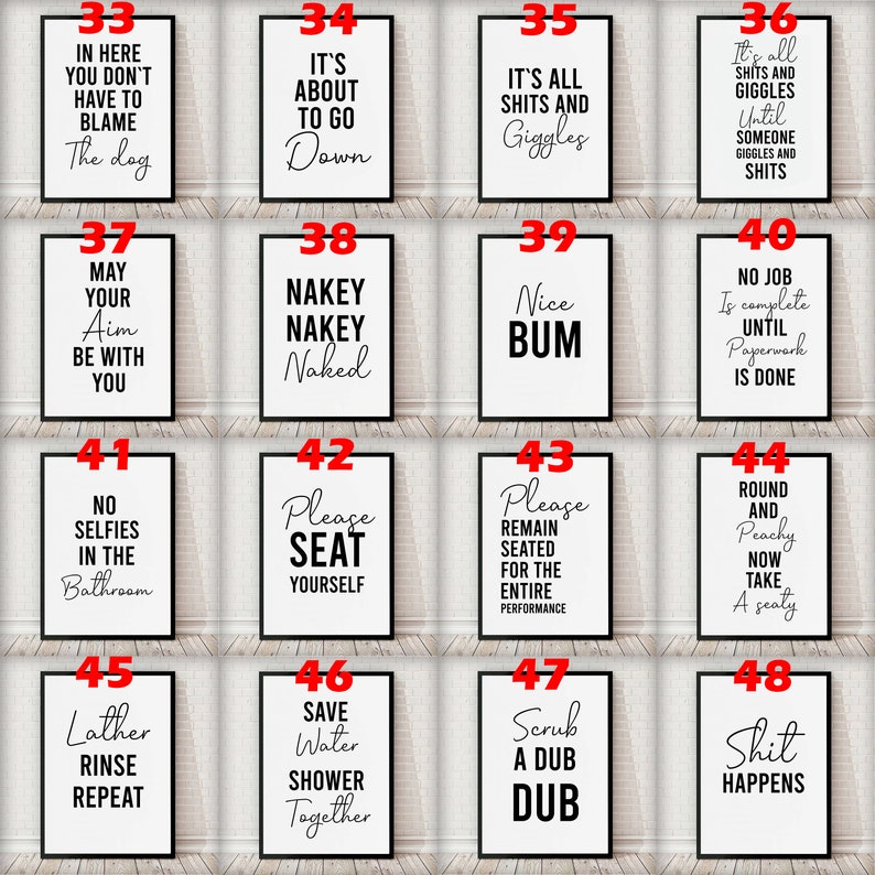 Bathroom Toilet Prints Posters Home Décor Gift Unframed - Etsy