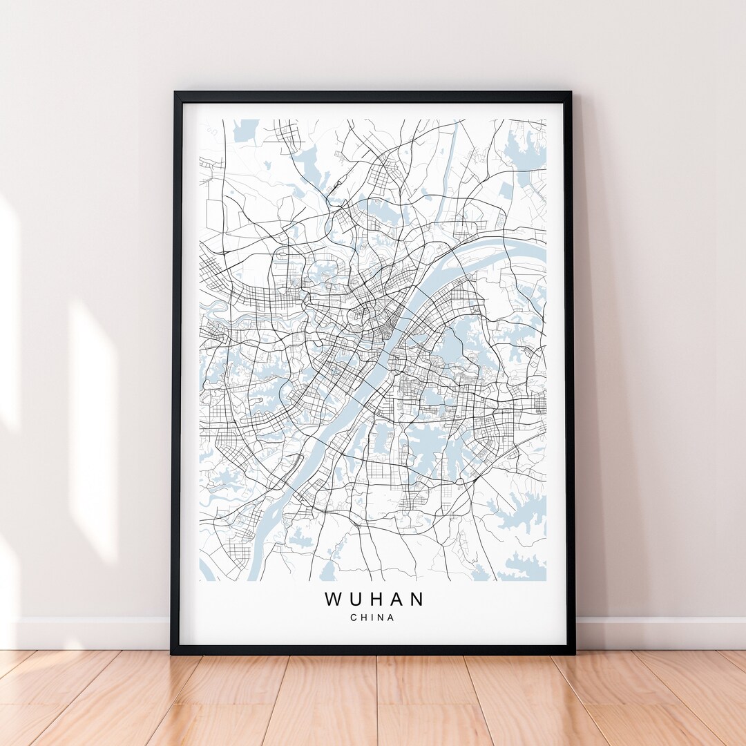 Wuhan China City Map Print Poster Minimalist Home Decor Wuhan City Map ...