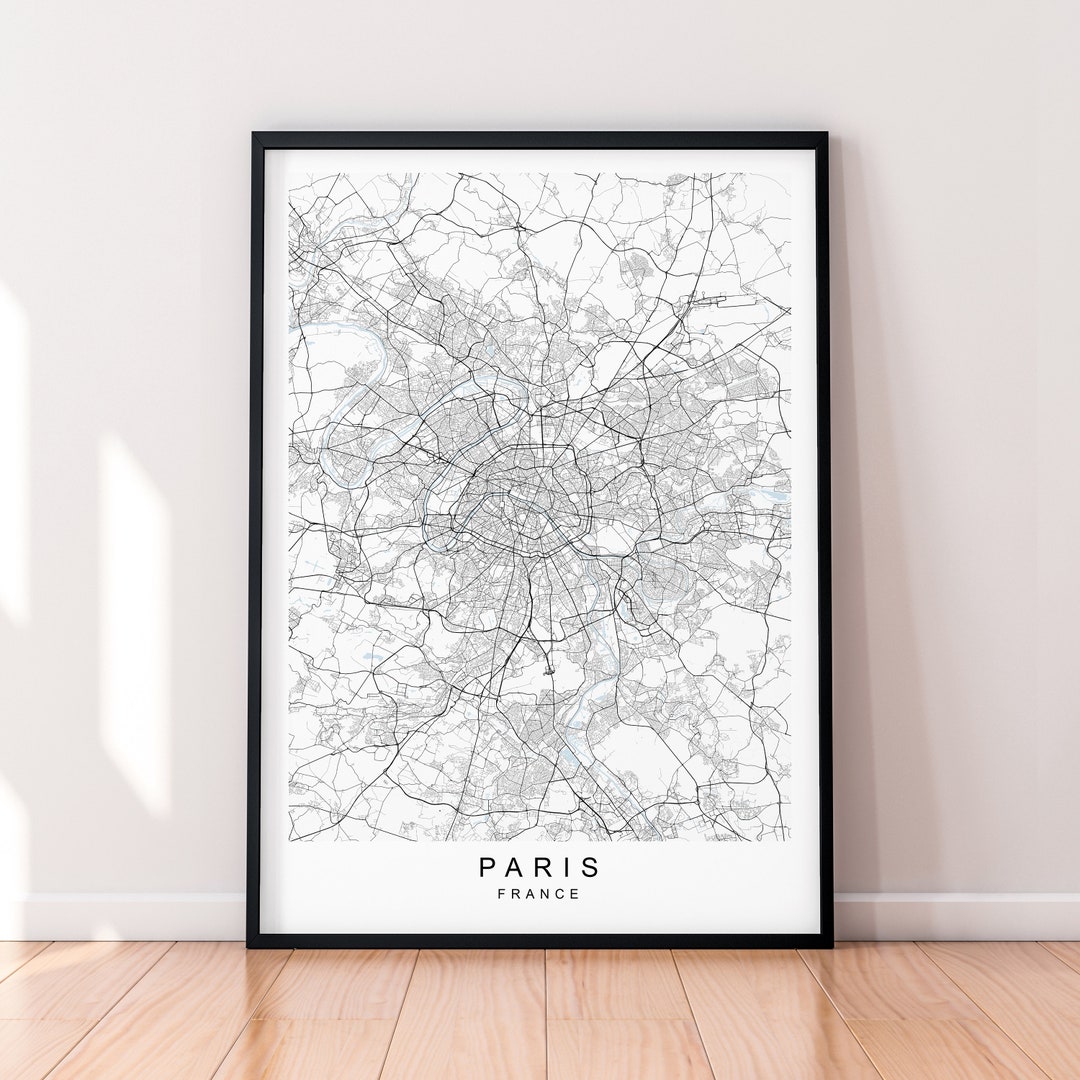 Paris City Map France Print Poster Minimalist Home Decor Paris France ...