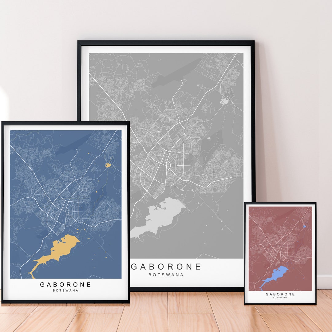 Gaborone Map Botswana City Map Print Minimalist Gaborone Africa Home ...