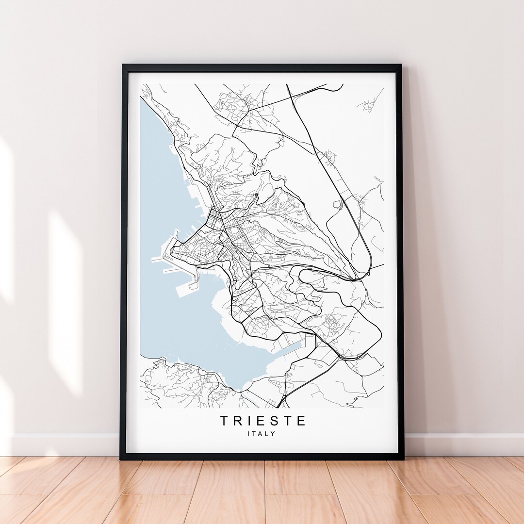 Trieste Town Map Italy Print Poster Minimalist Home Trieste Italia City ...